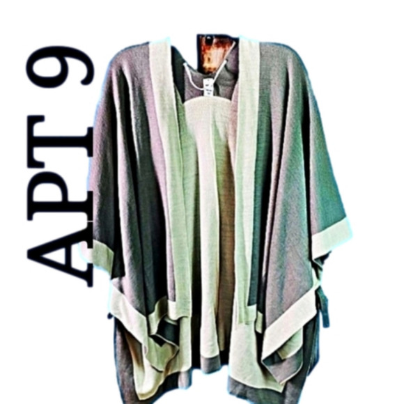 Apt. 9 | Sweaters | Apt 9 Os Gray Cream Knit Waterfall Open ...